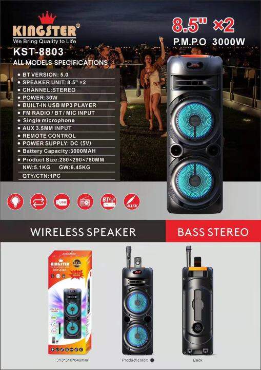 KINGSTER KST-8803 17INCH Wireless and Bluetooth Speaker with wireless ...