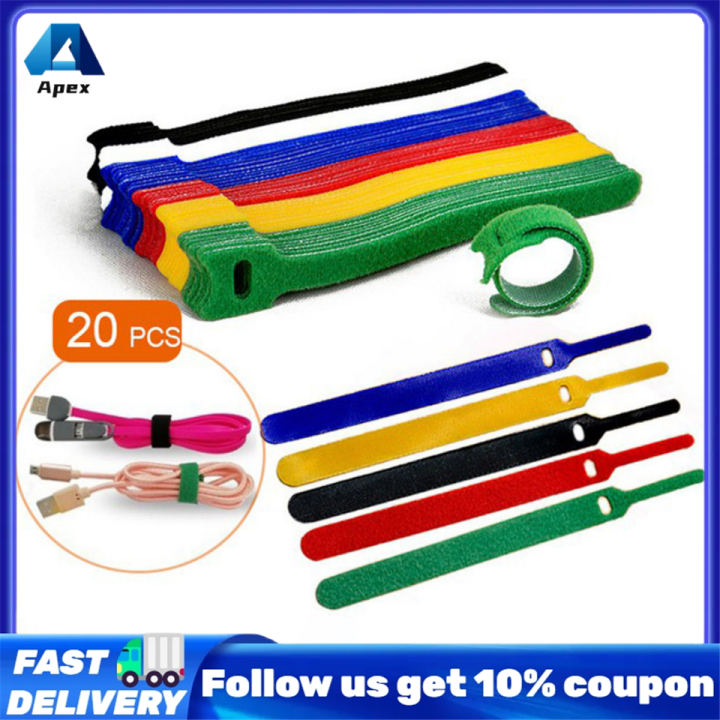 【Apex】 20pcs Mini Velcro Cable Winder Strap Wire Organizer Cable ...
