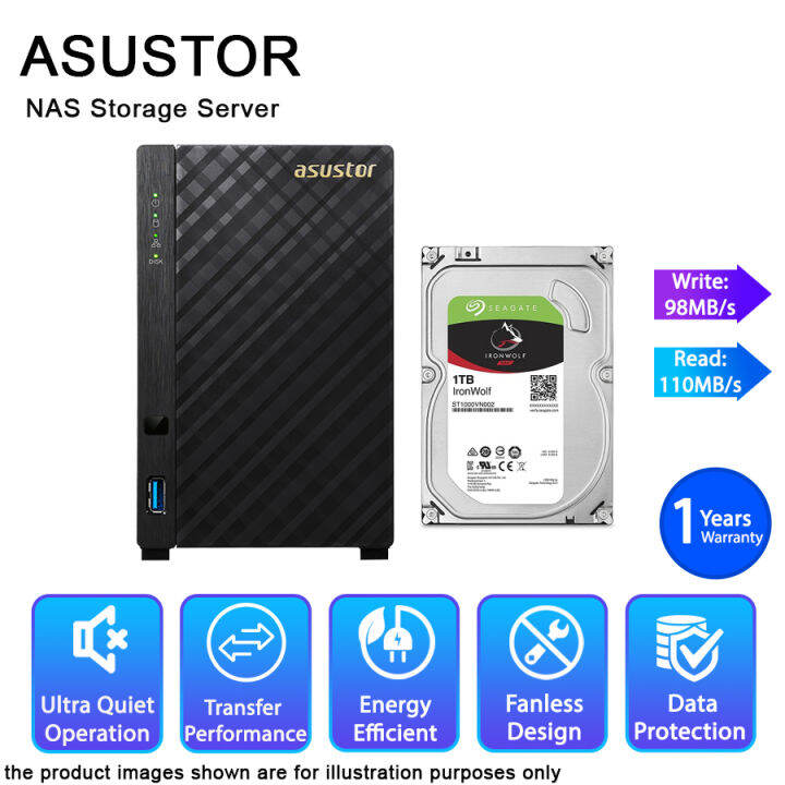Asustor AS1002T V2 Dual Core 2 Bay Personal Cloud NAS Storage Server ...