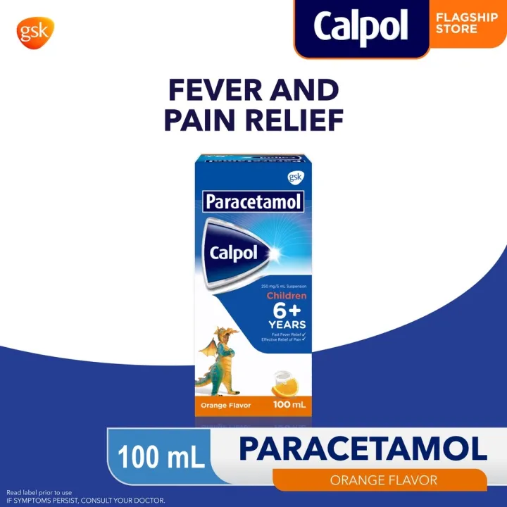 Paracetamol (Calpol) for Kids 6 to 12 Years Orange Flavor for Fever ...