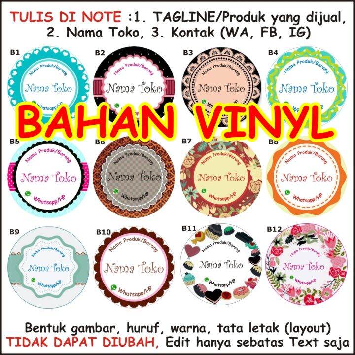 STIKER BULAT BAHAN VINYL TRANSPARAN ISI 60 /STIKER PRODUK/STIKER ...