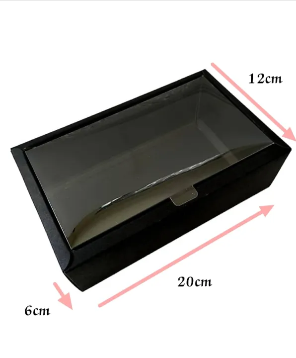 Black Craft Paper Box Transparent Cover Cartons Box Cardboard Empty Box ...