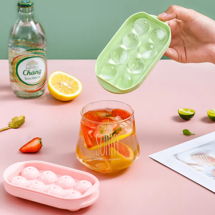 Compartment Round Ice Cube Shaper with Square Lid DIY Freeze Mold for ...