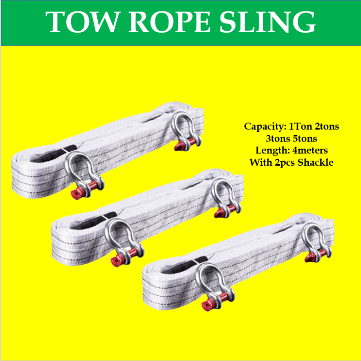 MAGO Car Tow Rope Sling 1T 2T 3T 5T 4M with Shackle Emergency Recovery ...