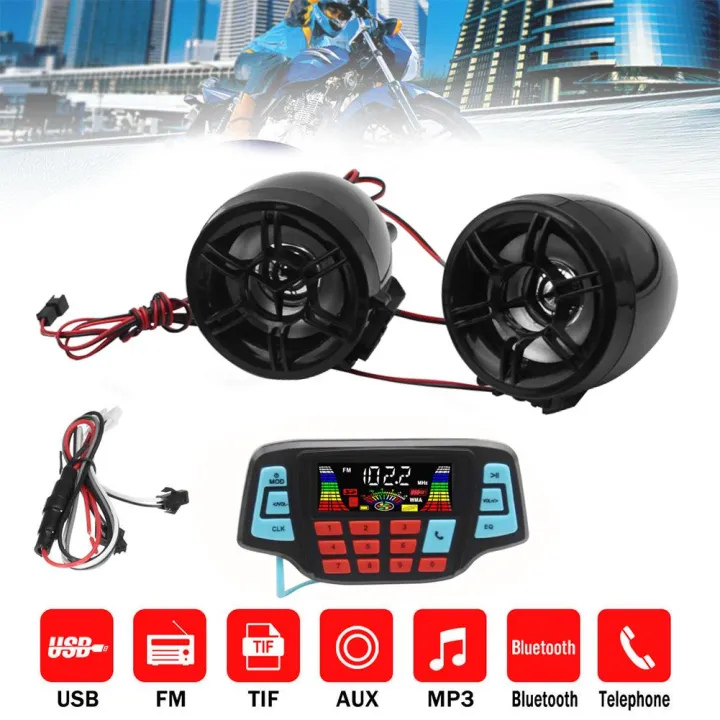 Waterproof Motorcycle Audio System USB TF Bluetooth FM Radio MP3 ...