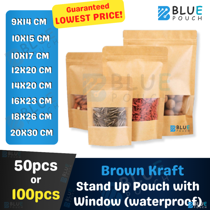 Brown Kraft Stand Up Pouch With Zip Lock Paper Bag Ziplock Plastic