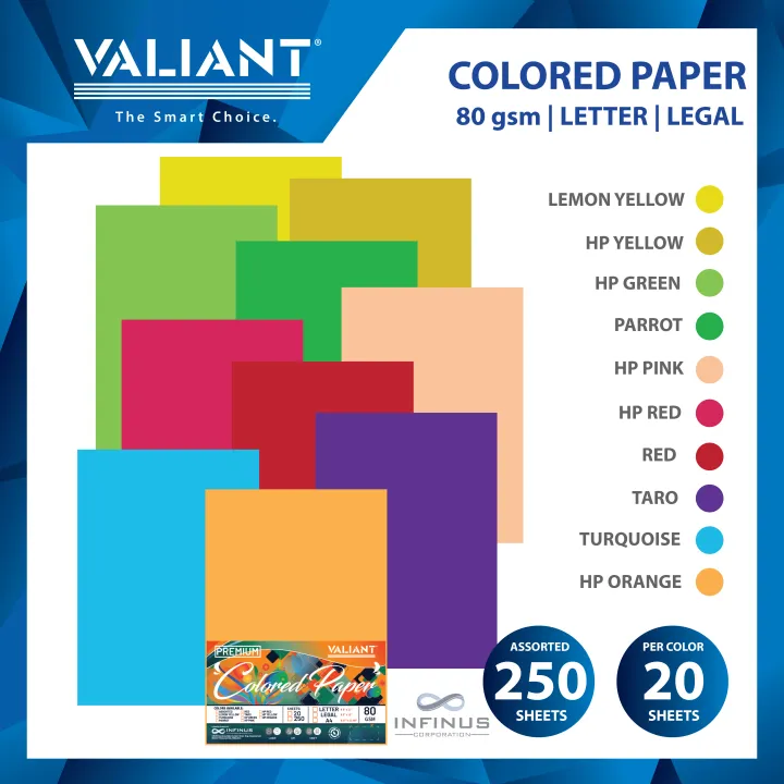 Valiant Colored Paper 250 pcs per pack | Lazada PH