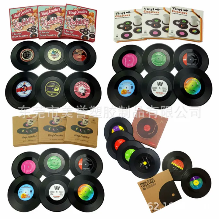[]6-Piece American record coaster vinyl record table mat coffee table ...