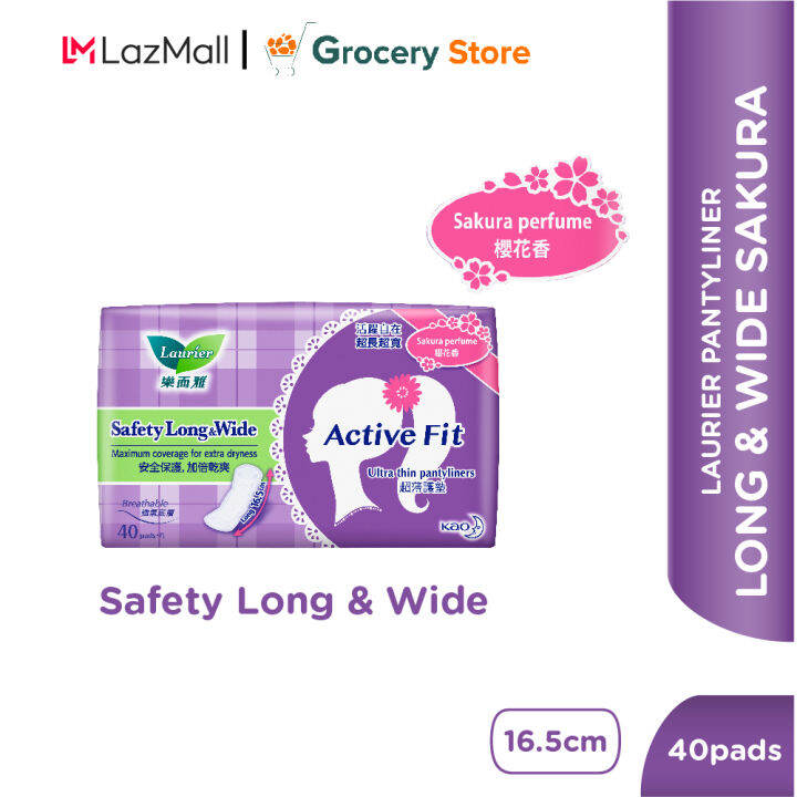Laurier Pantyliner Active Fit – Safety Long & Wide Sakura (40s) | Lazada