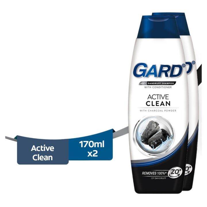 Gard Active Clean Antidandruff Shampoo with Charcoal Powder 180ml Twin ...