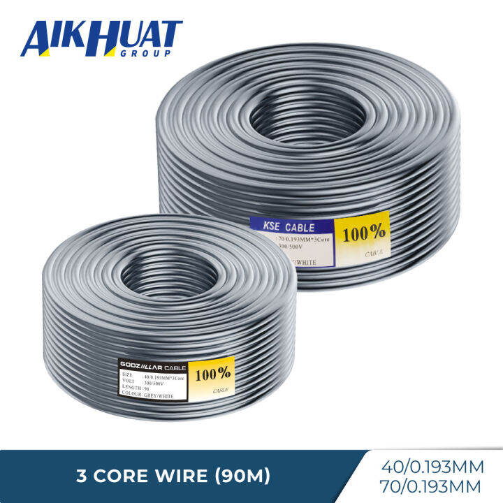 3 Core Flexible Cable (40/0.193mm & 70/0.193mm) 90 Meters Flexible Wire ...