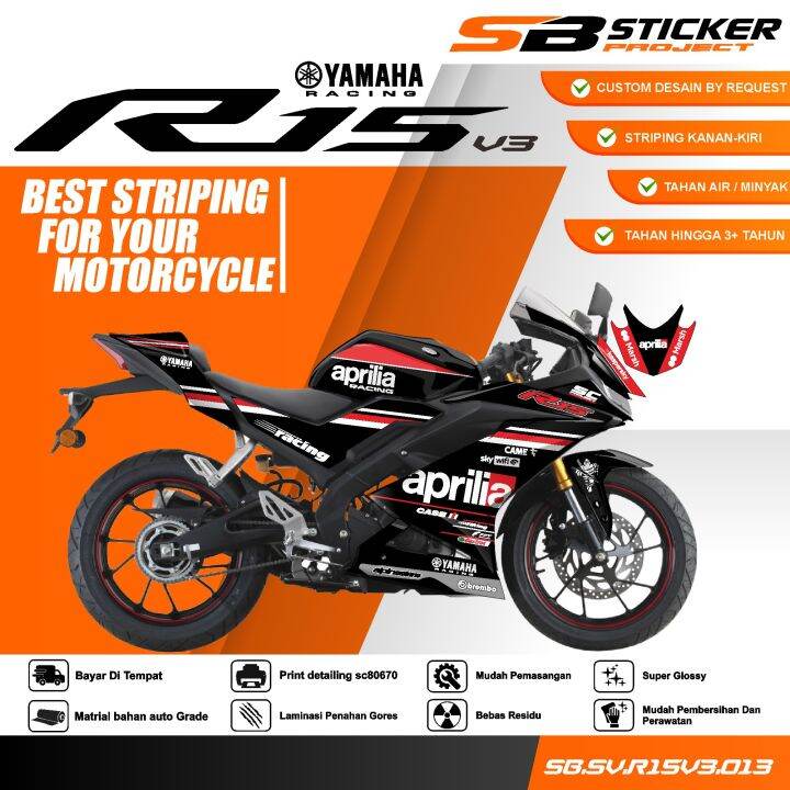 STRIPING R15 V3 - STRIPING HOLOGRAM YAMAHA R15 V3 2017-2021 APRILIA ...