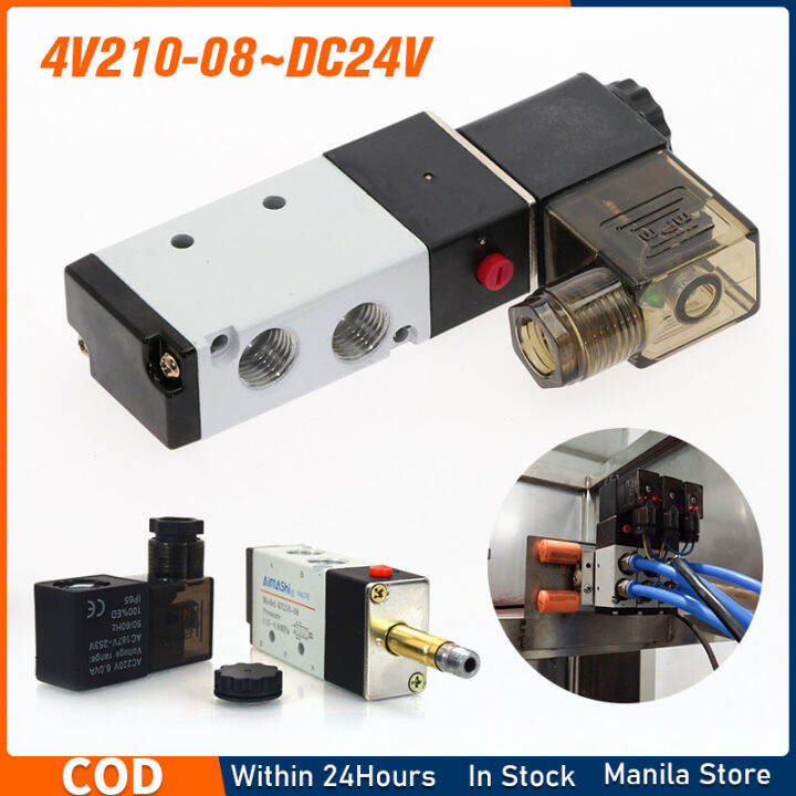 Pneumatic Solenoid Valve 4v210-08 Two-Position Five-Way Cylinder Reversing Valve 220v Solenoid ...