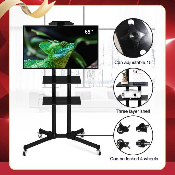Universal 32-65 inch LCD TV stand mobile TV stand with TV tray tilt 15 ...