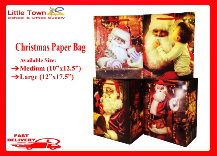 Thick Christmas Paper Bag Santa Claus Assorted design | Lazada PH