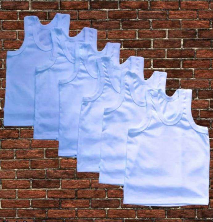 🔥6PCS UNISEX PLAIN WHITE SANDO FOR BOY AND GIRL Age 0-13years Old Pure ...