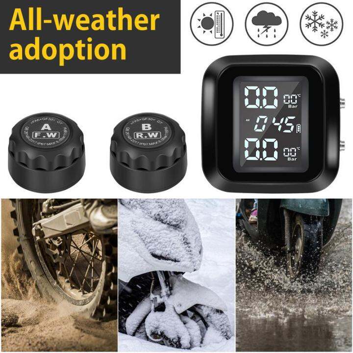 Motorcycles Tire Pressure Monitoring System 0-4.5 Bar TPMS w/2 Sensors ...
