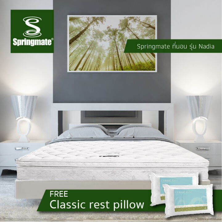 Springmate ที่นอนสปริงรุ่น Nadia (นาเดีย) แถมฟรี !!! หมอนหนุนสุขภาพกันไรฝุ่น - ส่งฟรีทั่วไทย ...