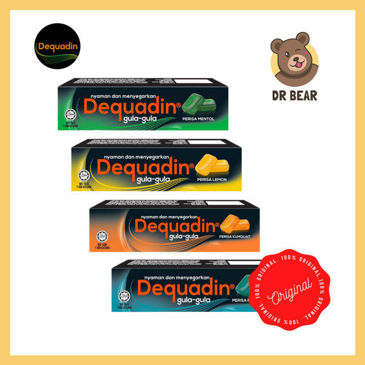 Dequadin Hard Candy Assorted Flavours 38g (Menthol/Lemon/Peppermint ...