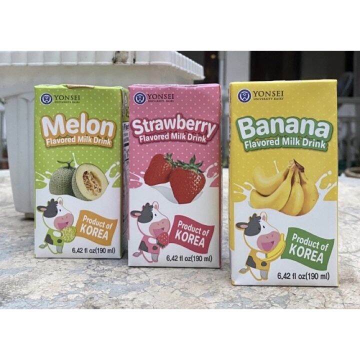 Yonsei Flavored Milk Drink Banana, Strawberry, Melon 190ml | Lazada PH