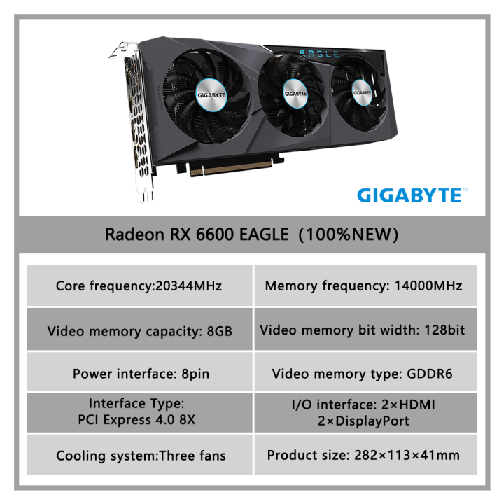 Gigabyte Radeon RX 6600 EAGLE RX6600 Video card GDDR6 14000MHz 128bit ...