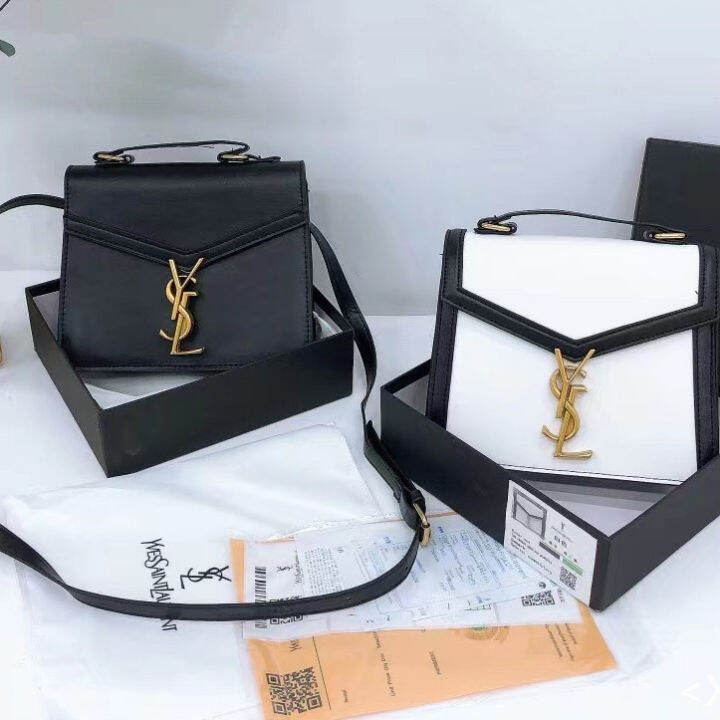 YSL black and white contrast mailman envelope messenger bag | Lazada PH
