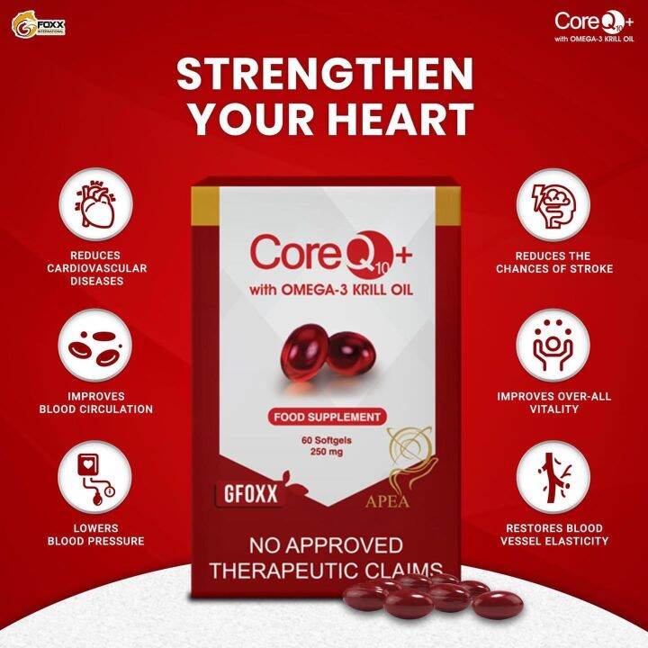 Core Q10 + with OMEGA-3 KRILL OIL by GFOXX (30 softgel ) | Lazada PH