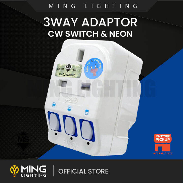 Sirim 3 Way Multiple Adaptor Individual On Off Switch 13a Adapter 3 Pin Socket Plug W Neon