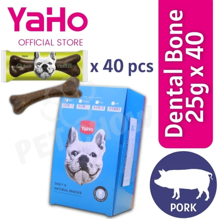 YaHo Dental Bone Chews -1 Box (25g x40) PORK Dog Treats , Pet Grooming , Oral Care | Lazada PH