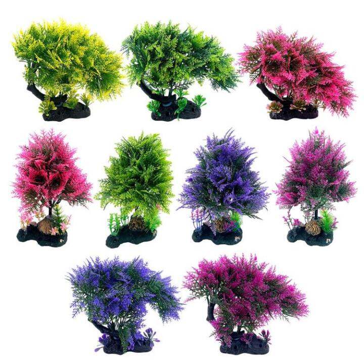 Aquarium Tree Artificial Fish Tank Pine Underwater Plants Ornament For ...