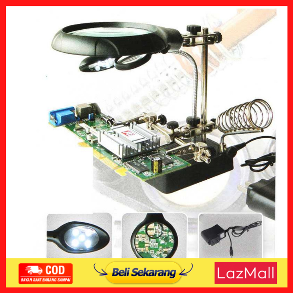 Alat Pegangan Solder Helping Hand dan Kaca Pembesar Dengan Lampu LED ...
