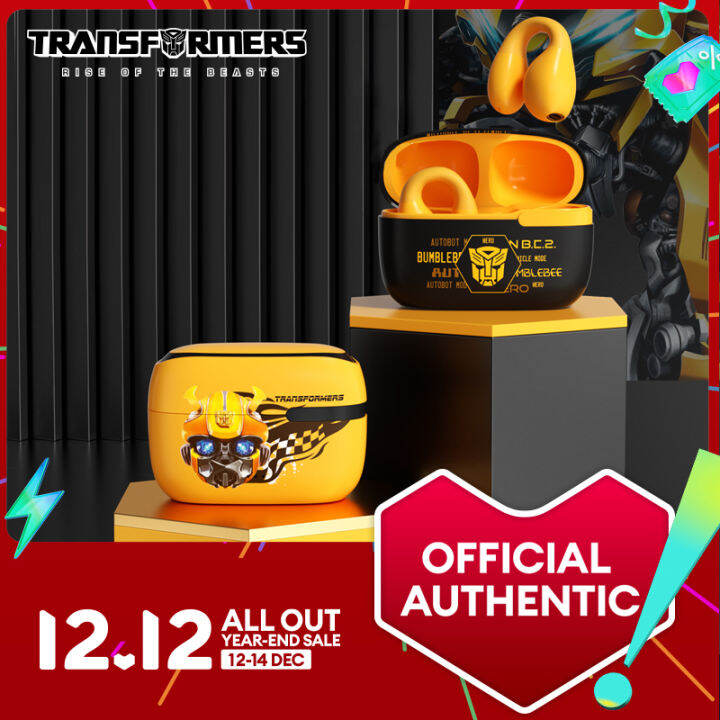 Transformers Bumblebee ชุดหูฟังบลูทูธต่างหูแบบหนีบ TF-T05ที่แท้จริง5.3ขนาดกะทัดรัดและพกพา ...