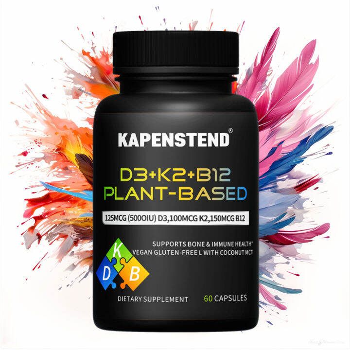 Vitamin D3 K2 B12 capsule, 5000 IU Vitamin D3 & 100 mcg Vitamin K2, 150 ...