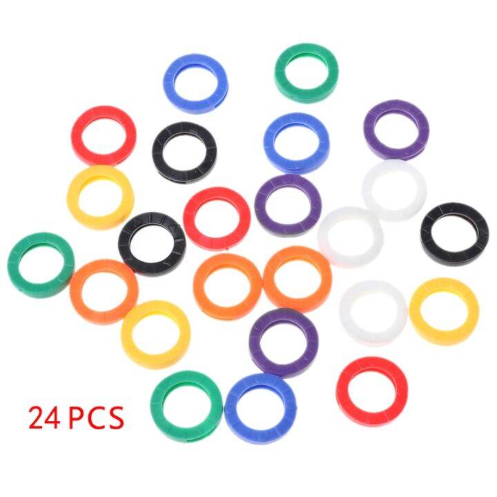 24Pcs Plastic for Key Cap Tag Sleeve Rings Identifier Label ID Perfect ...