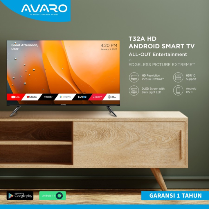 AVARO TV 32" Android Google TV T32A HD Avaro Smart LED - Android 11 | Lazada Indonesia
