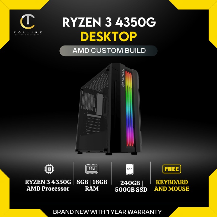 [ GAMING PC BUILD - NEO ] AMD RYZEN 3 4350G RGB PC | Radeon Graphics | Ready to Use | Plug and ...
