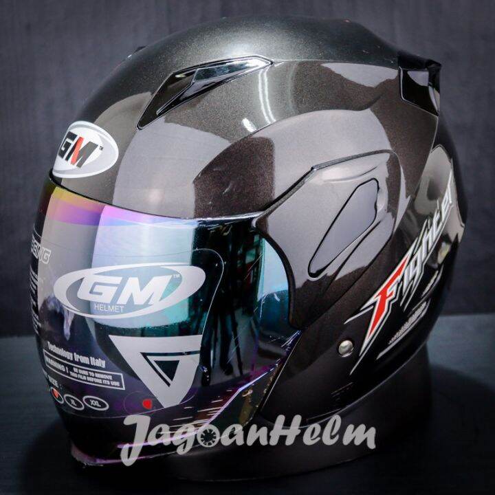 GM Helm Fighter Solid Gunmetal | Lazada Indonesia