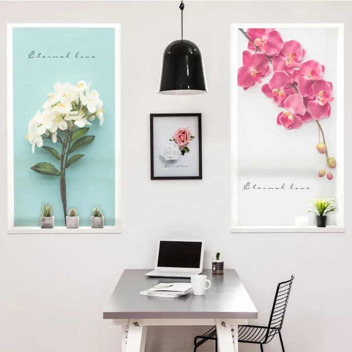 Sticker window shading electrostatic frosted film rose bathroom door ...