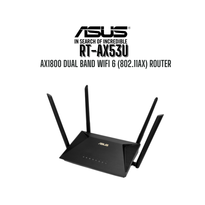 Asus RT-AX53U AX1800 Dual Band WiFi 6 (802.11ax) Network Router | Lazada