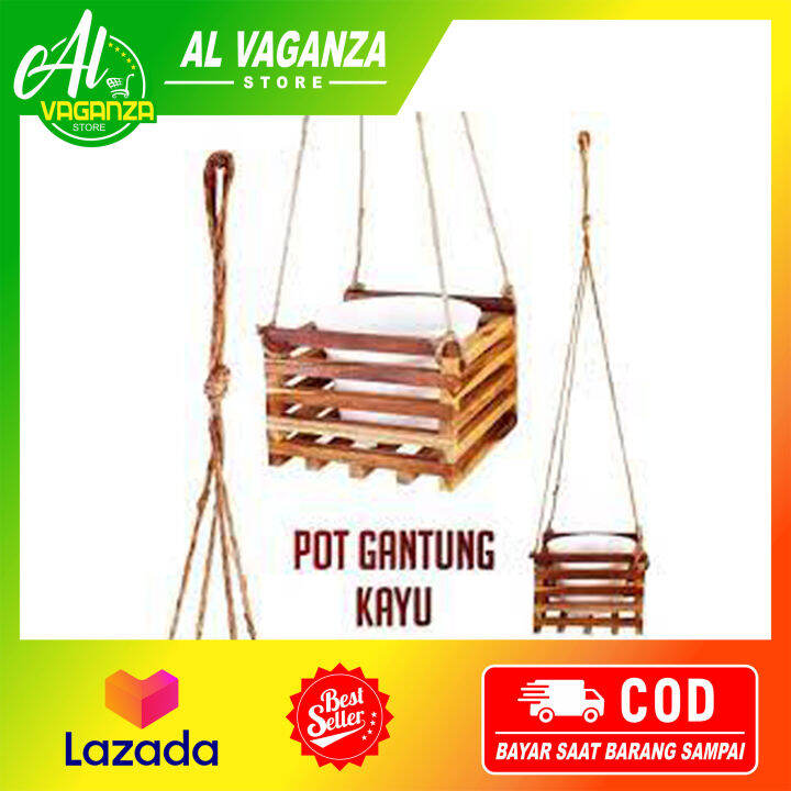 Pot Kayu Kotak Gantung Pot Anggrek Bunga Tanaman Kayu Pinus | Lazada ...