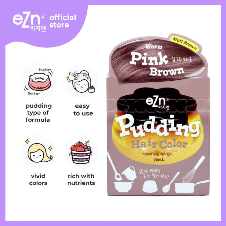 eZn Pudding Hair Color Warm Pink Brown (70ml) - Self Hair Dye DIY Kit ...