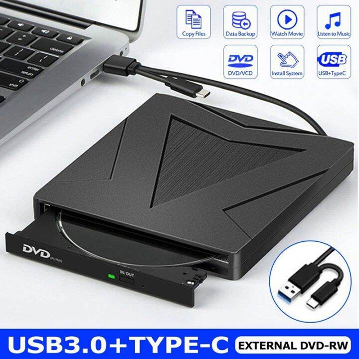 USB3.0 External DVD Drive Type-C DVD Recorder Driver-Free Slim Portable ...