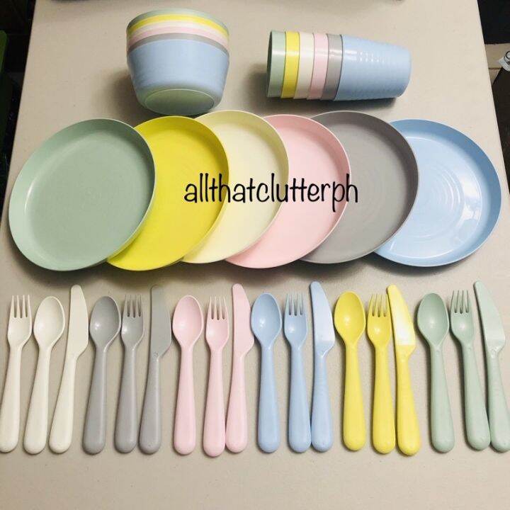 IKEA Kalas Kids Plastic Plate Bowl Cup Spoon Fork Knife (Sold per Pack ...
