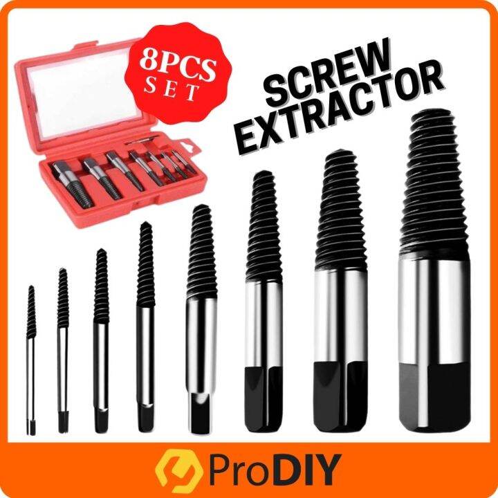8PCS/SET Screw Extractor Damaged Screws Bolts Broken Pipes Remover ...