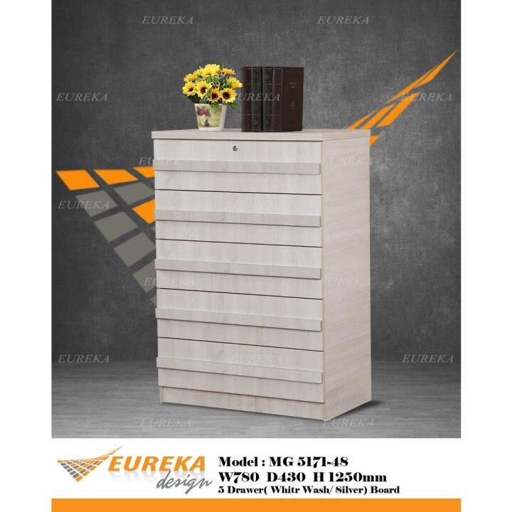 EUREKA 2.5ft Chest Drawer Cabinet 5 Layer Wood / Almari Laci 517148 ...