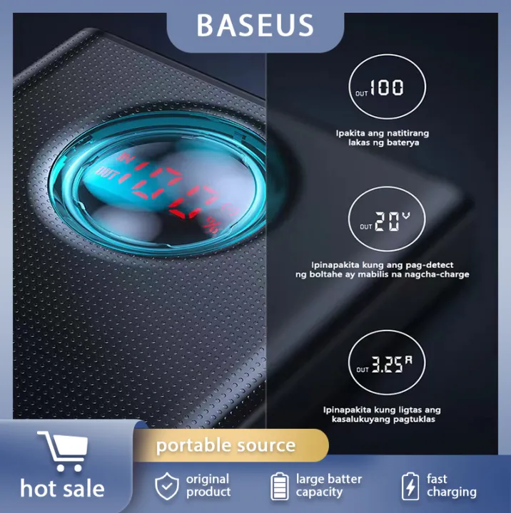 Baseus 65W mobile power PD fast charge laptop power charging treasure 30000A malaking kapasidad ...