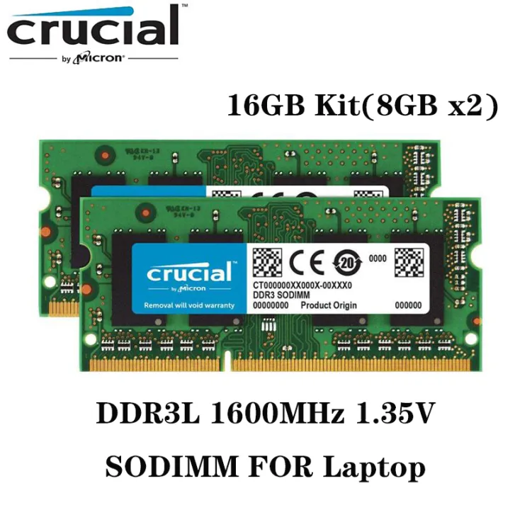 Crucial 16GB Kit (8GBx2) DDR3L 1600MHz (PC3L-12800S) SODIMM 204-Pin ...