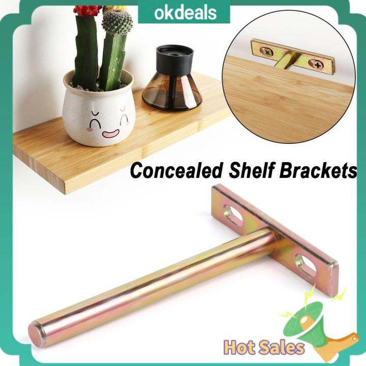 OKDEALS 3 sizes Screw Mounting Plate Floating Hidden Metal Brackets Wall Shelves Supports ...