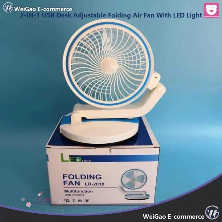 Multifunction USB Charging Folding Fan + Led Light 45cm | Lazada PH