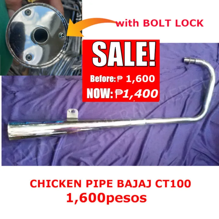 Bajaj CT100 , Stainless Chicken Pipe, Full System Muffler, New Design ...